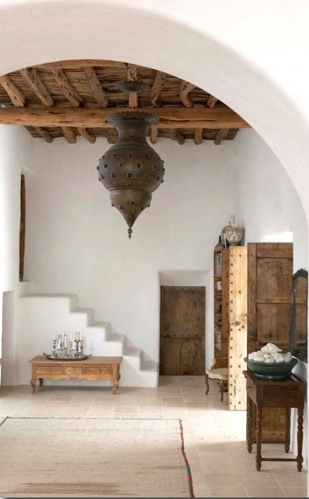 Greek-Interior-white-walls-wood-features - Interiors By Color
