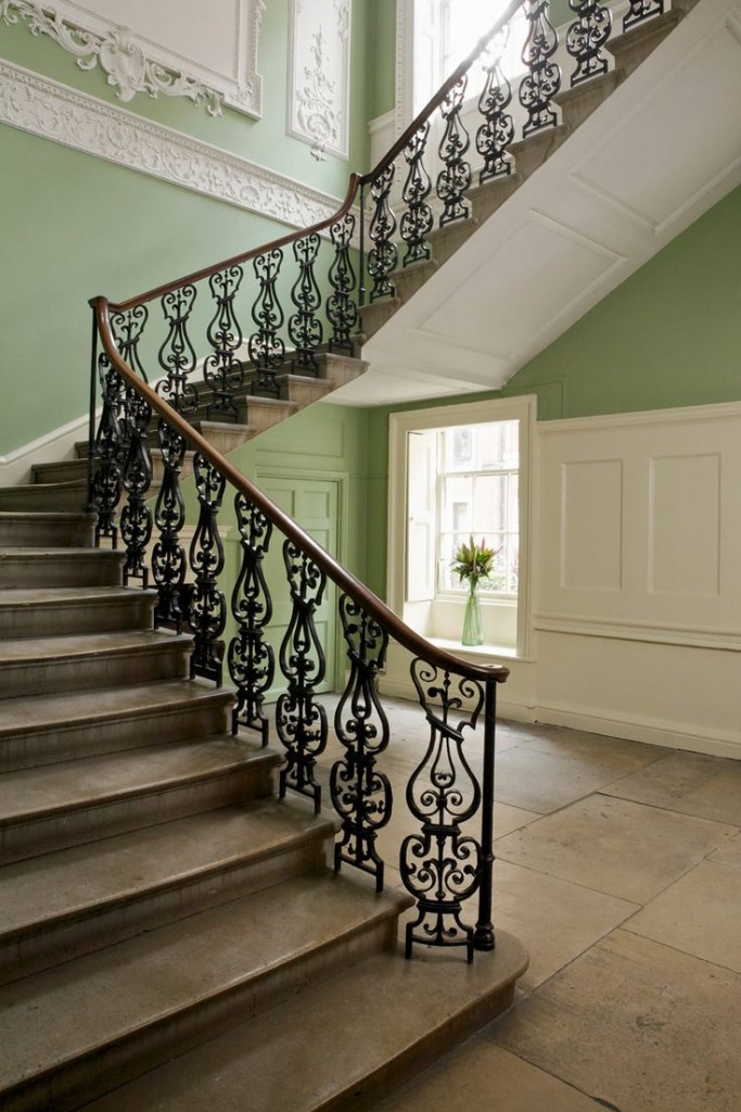 green walls staircase - Interiors By Color
