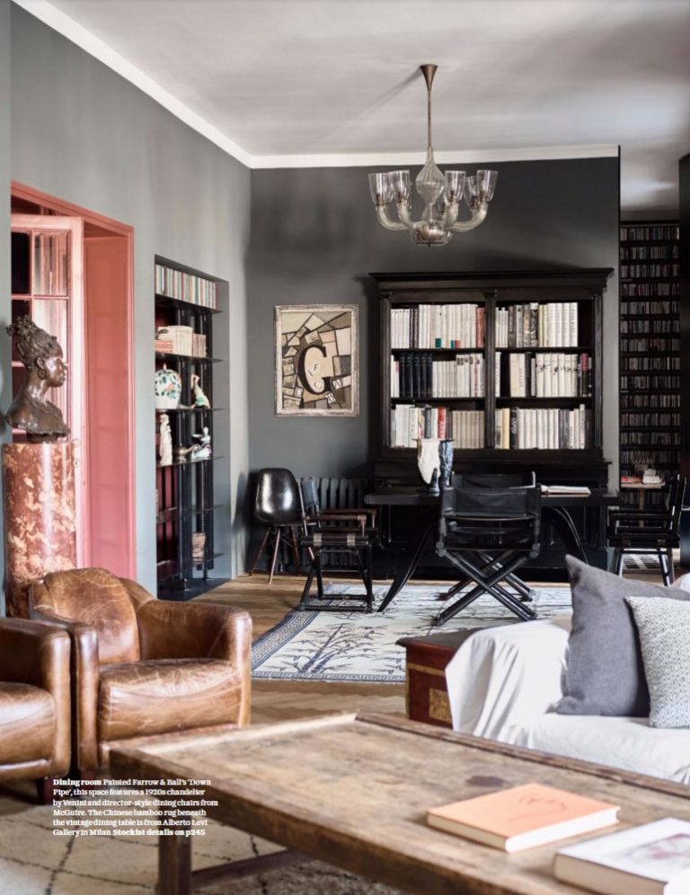 Living Room Painted in Farrow & Ball Down Pipe - Interiors By Color