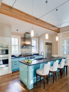 Benjamin Moore Spectra Blue Painted Kitchen Cabinets - Interiors By Color