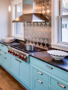 Benjamin Moore Spectra Blue Painted Kitchen Cabinets - Interiors By Color