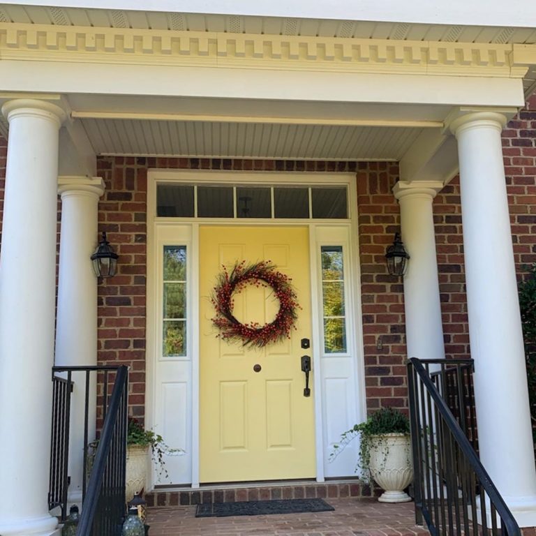 Benjamin-Moore-Hawthorne-Yellow-door-paint - Interiors By Color