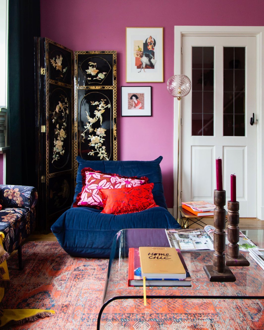 Eclectic-living-room-Farrow-Ball-Rangwali-Pink-Paint-Color - Interiors ... Eclectic-living-room-Farrow-Ball-Rangwali-Pink-Paint-Color - Interiors ...