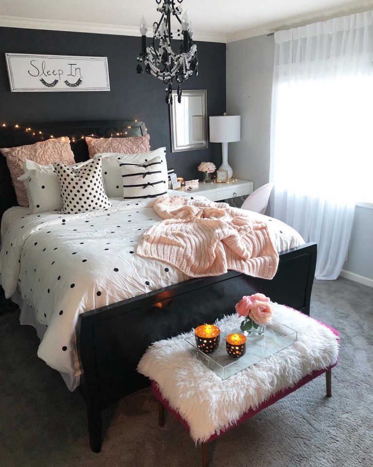 Benjamin-Moore-Graphite-bedroom-feature-wall-in-gray - Interiors By Color