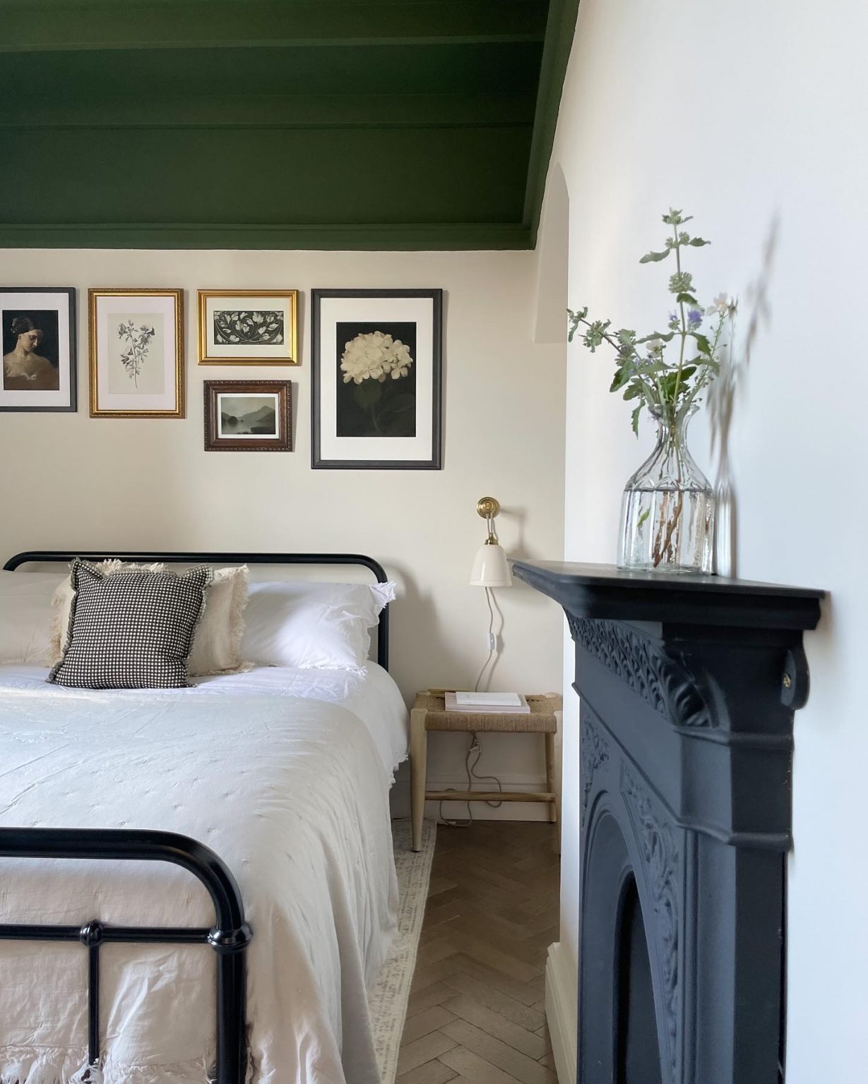 Green Painted Ceiling in the Bedroom - Interiors By Color