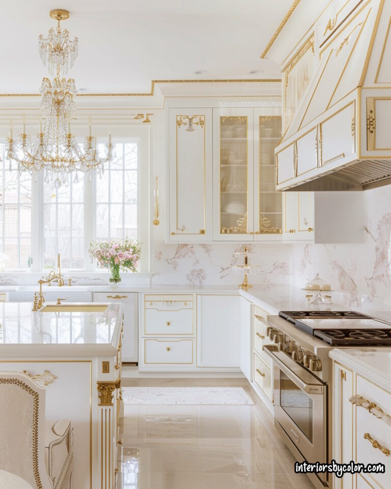 White Kitchen with Gold Accents - Interiors By Color